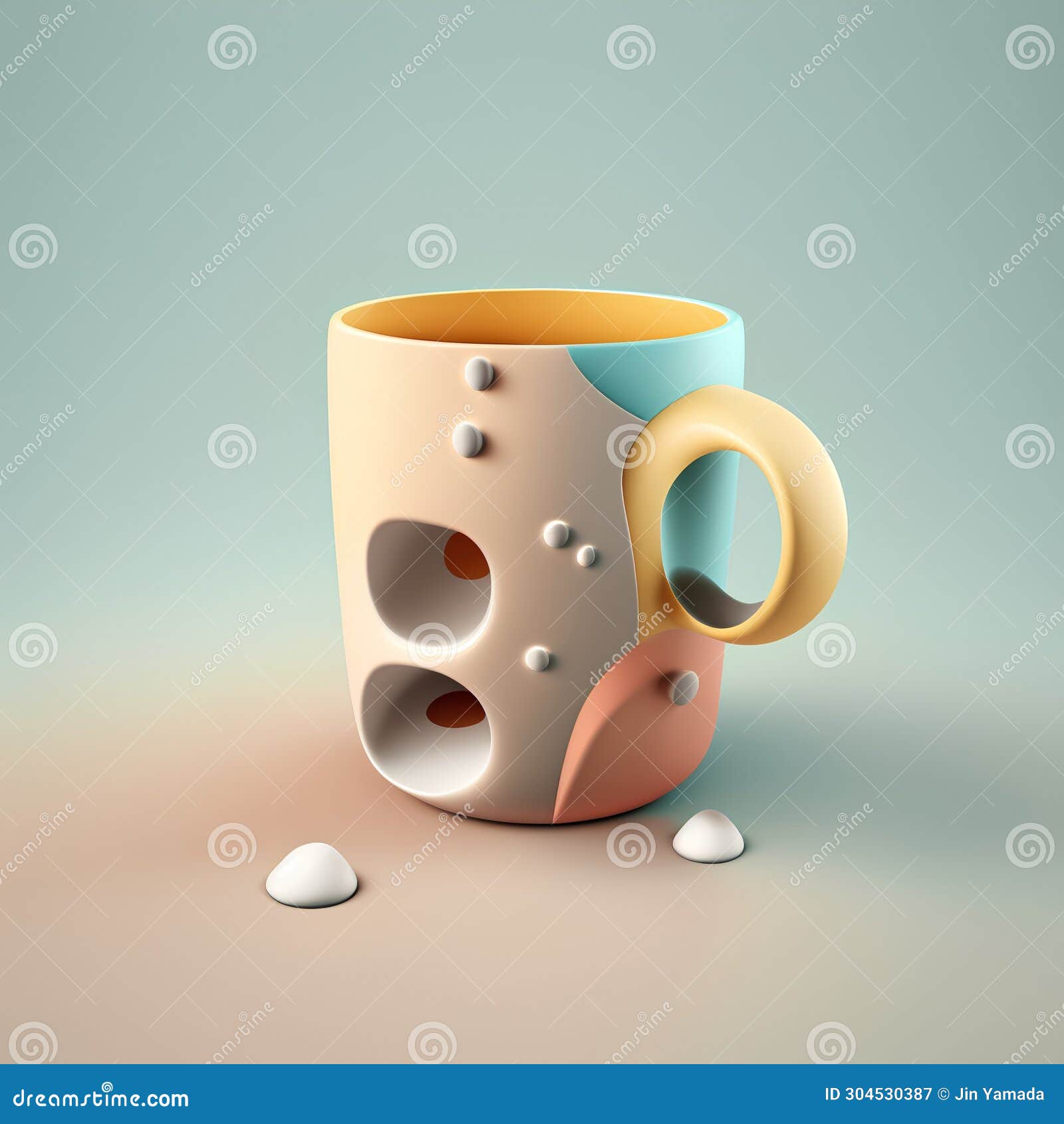 Coffee Cup 3d Render. Coffee Mug with Funny Face Stock Illustration ...