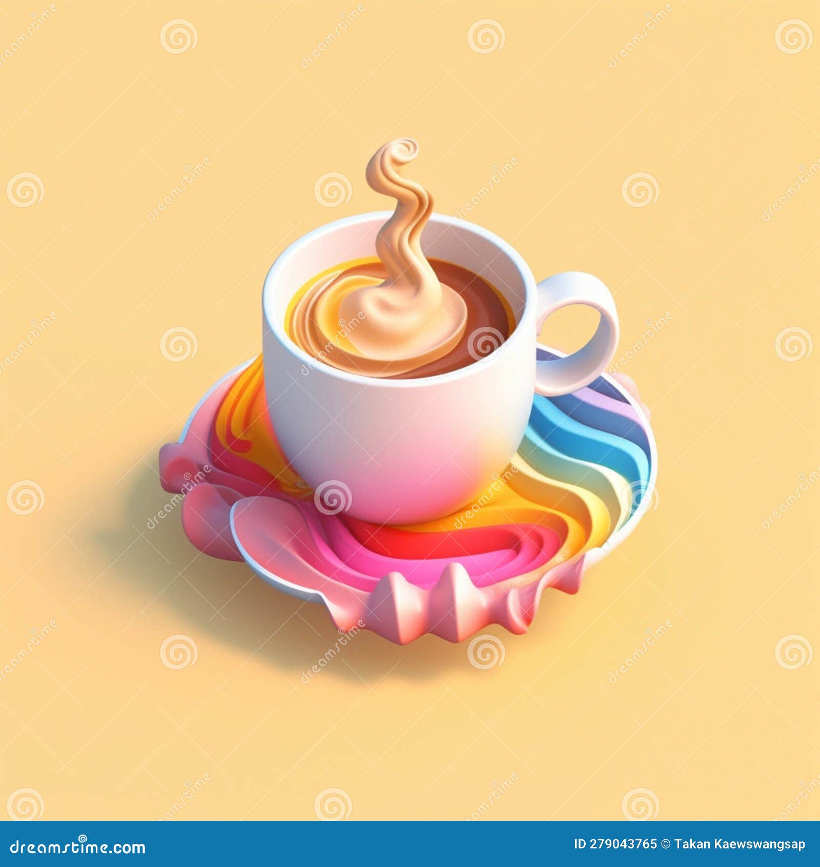 Isometric Art of a Cup of Coffee - Generative Ai Illustration Stock ...