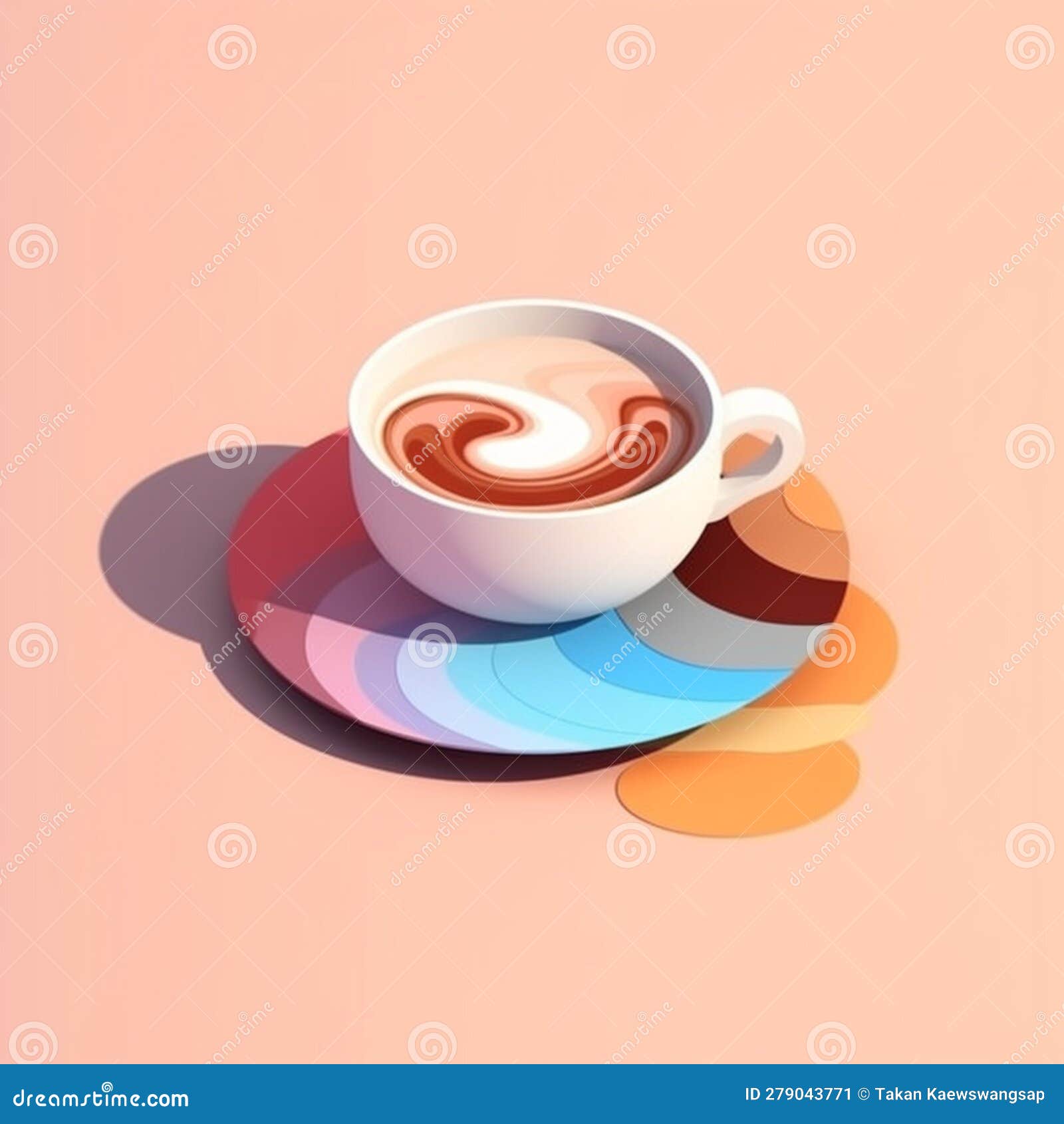 Isometric Art of a Cup of Coffee - Generative Ai Illustration Stock ...