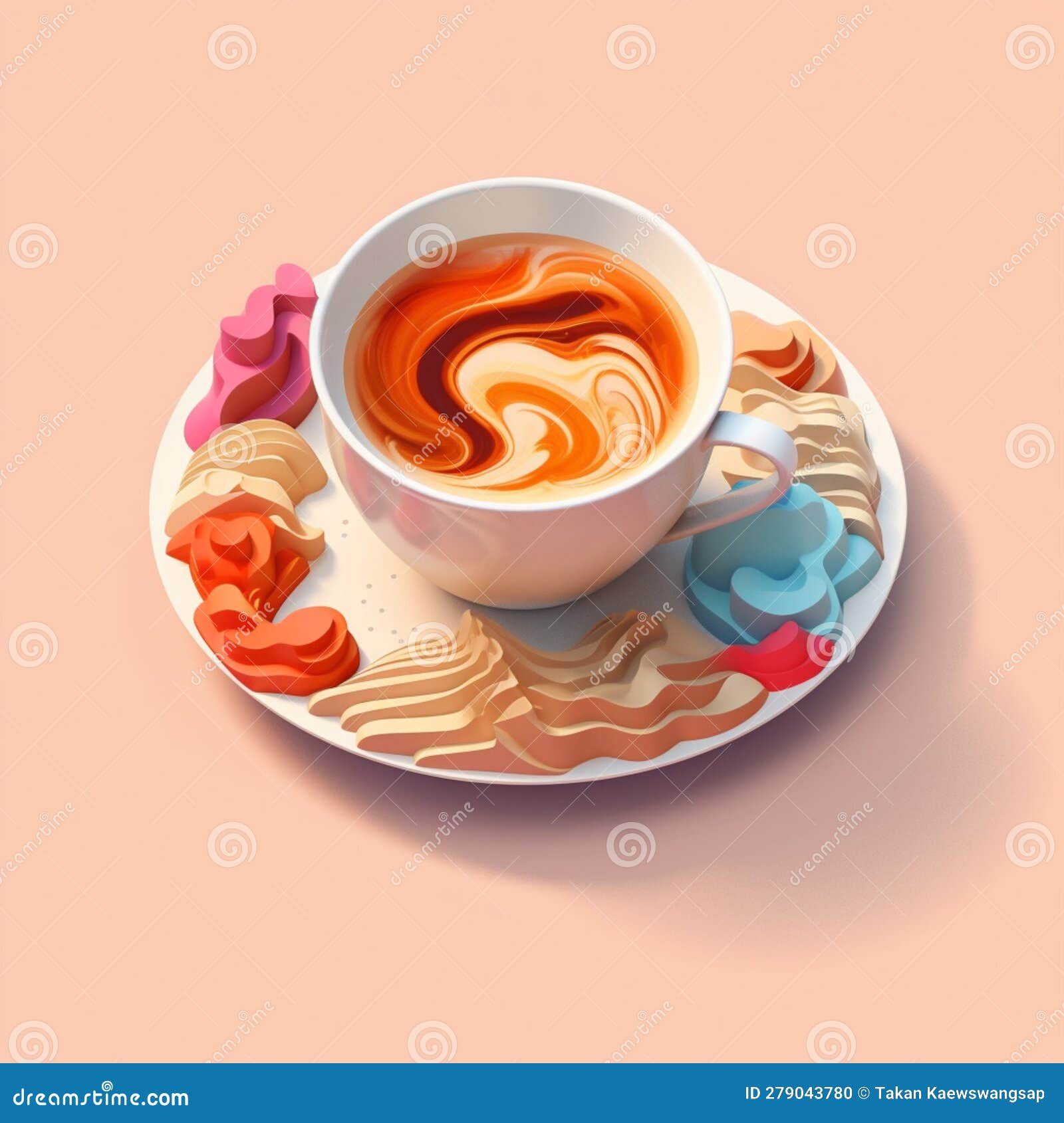 Isometric Art of a Cup of Coffee - Generative Ai Illustration Stock ...