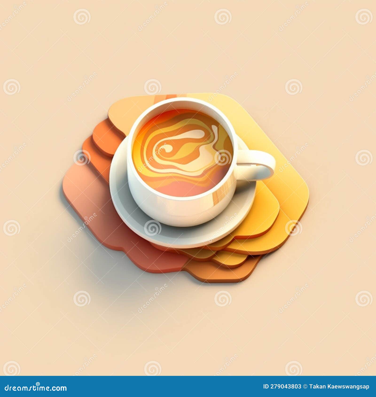 Isometric Art of a Cup of Coffee - Generative Ai Illustration Stock ...