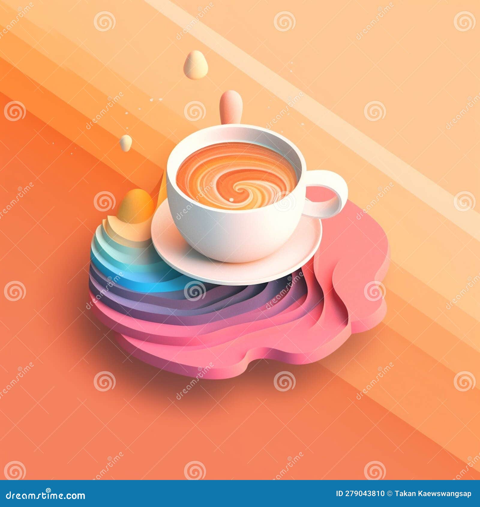 Isometric Art of a Cup of Coffee - Generative Ai Illustration Stock ...