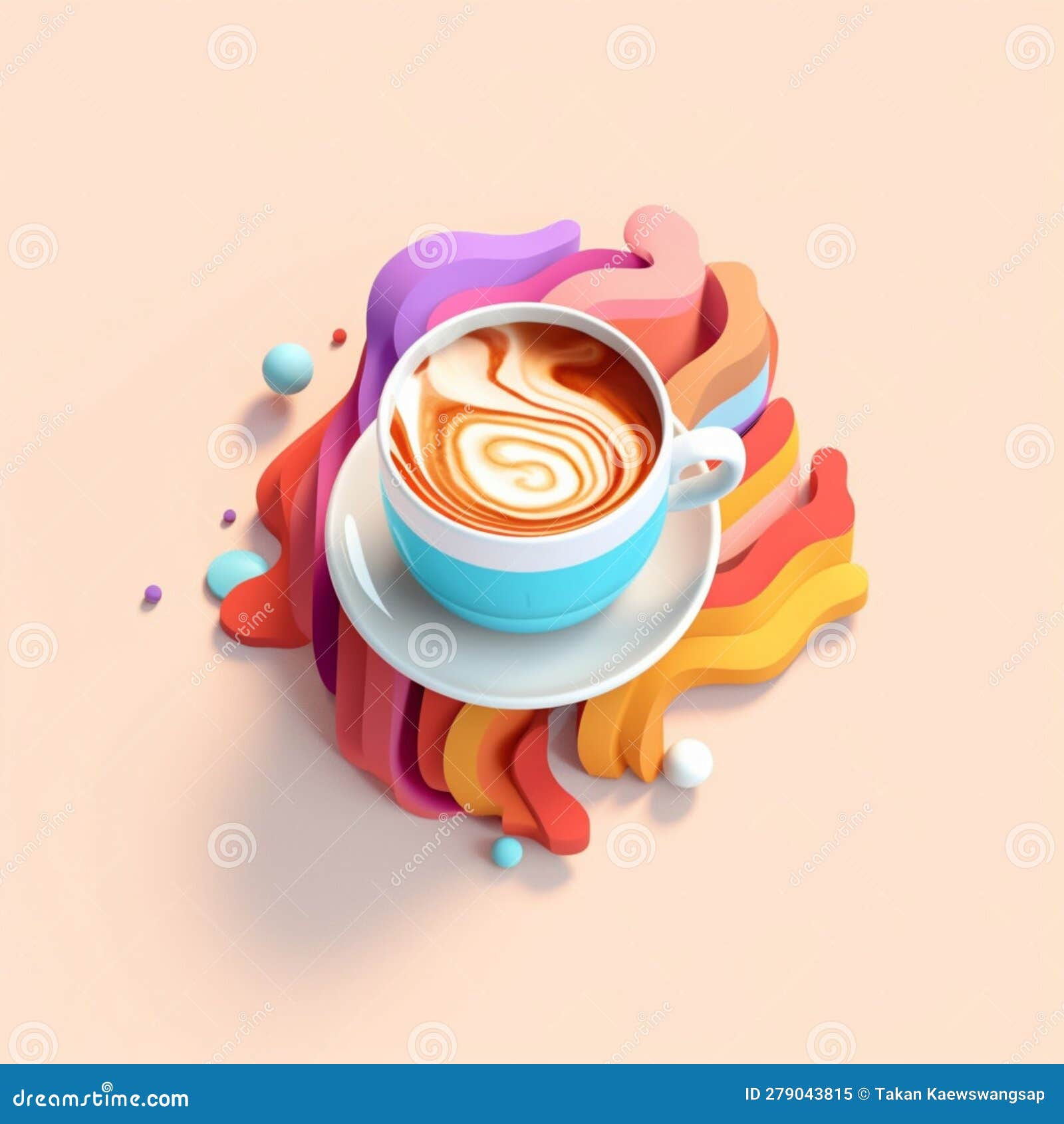Isometric Art of a Cup of Coffee - Generative Ai Illustration Stock ...