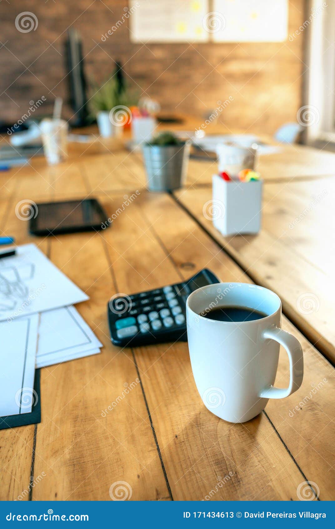 Coffee Cup Detail on Office Table Stock Image - Image of relax, cozy ...