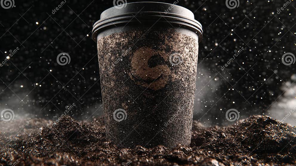 Coffee Cup on Dirt, a Study in Contrast Aromatic Beverage Meets Earthy ...