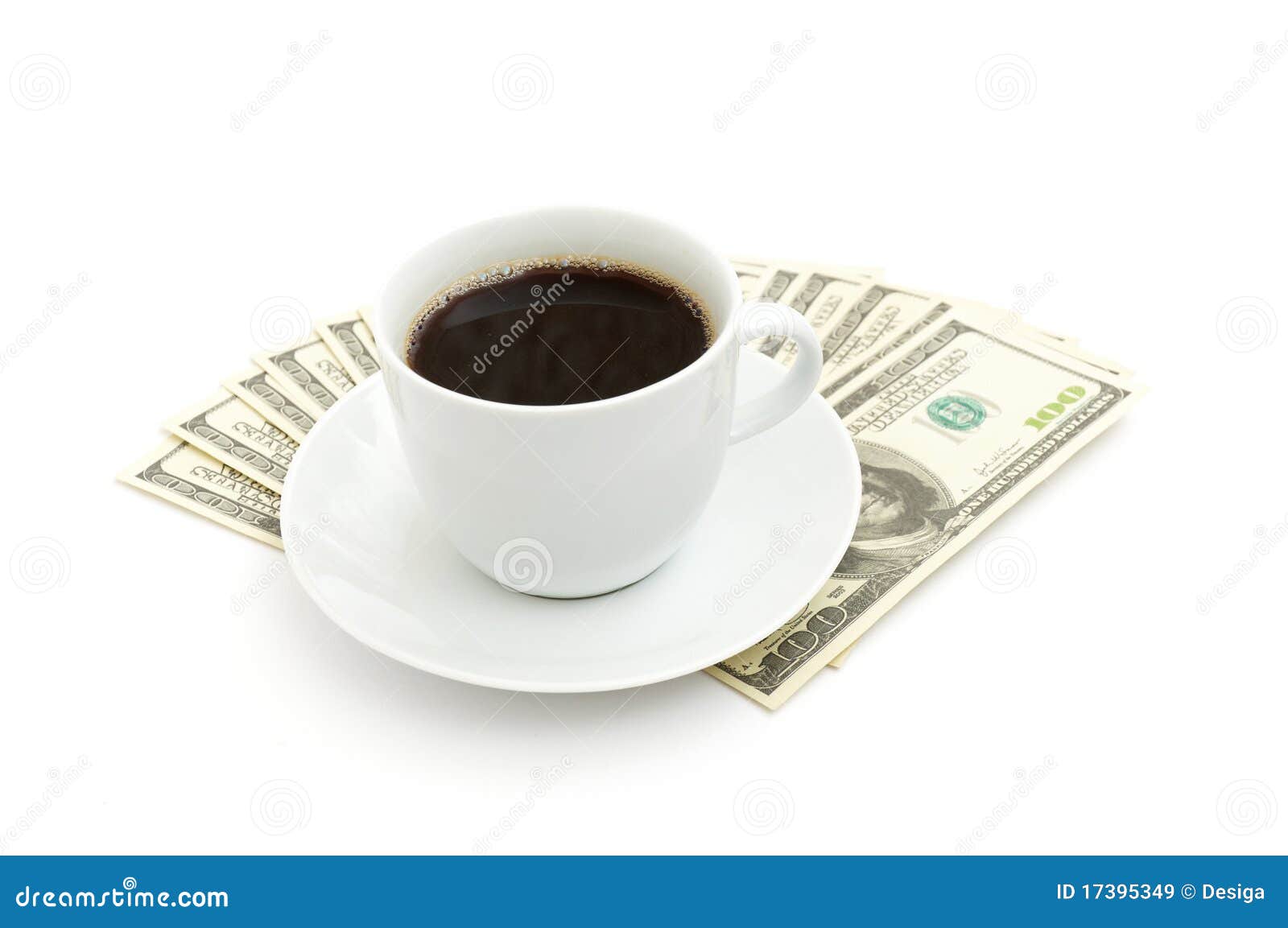 Coffee Cup and Dollar Close Up Stock Image - Image of dollar, white ...