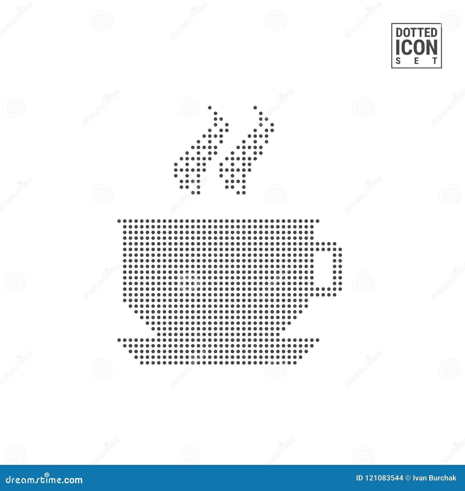 Coffee Cup Dot Pattern Icon. Coffee Cup Dotted Icon Isolated on White ...