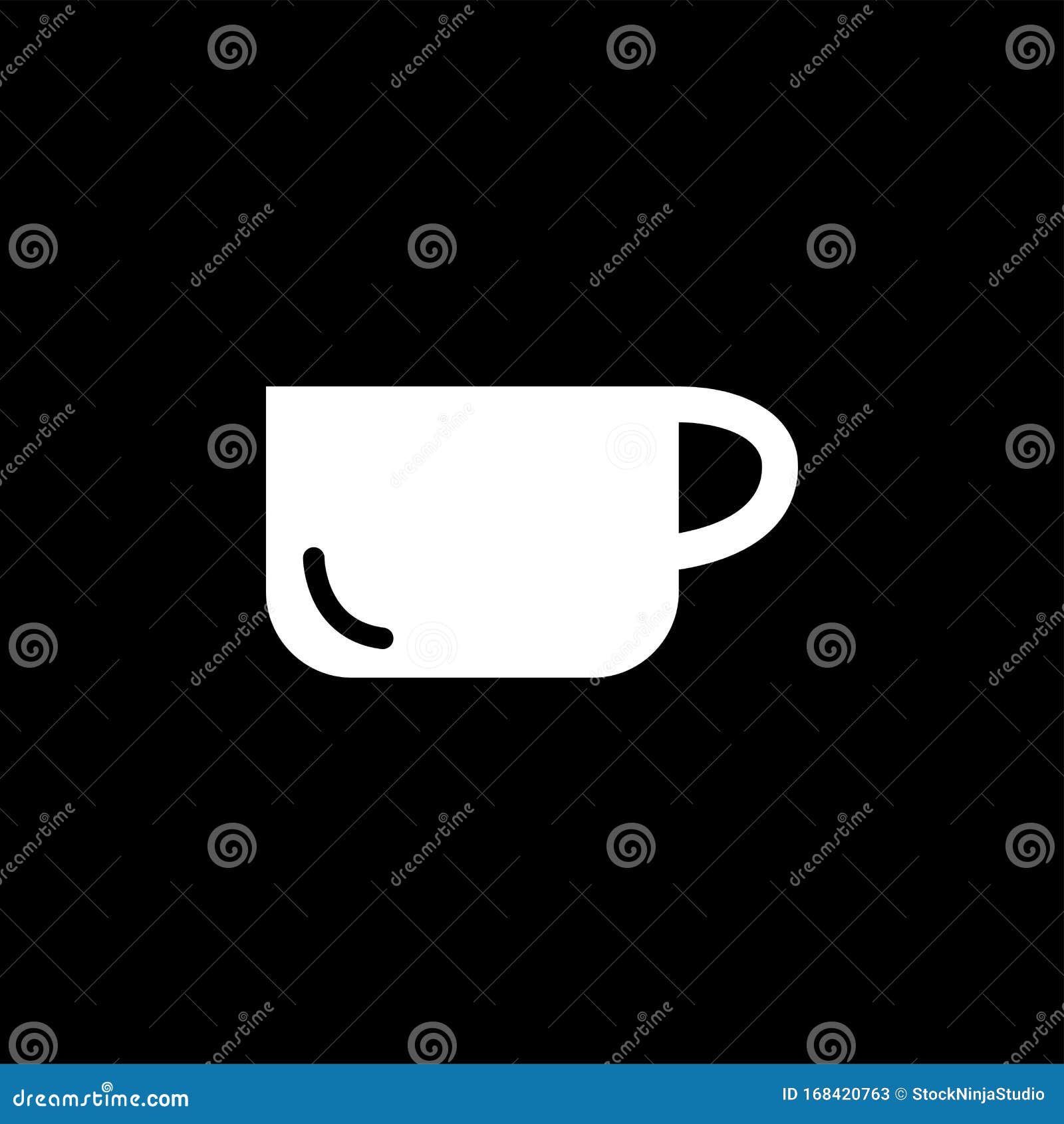 Coffee Cup Empty Icon on Black Background. Black Flat Style Vector ...