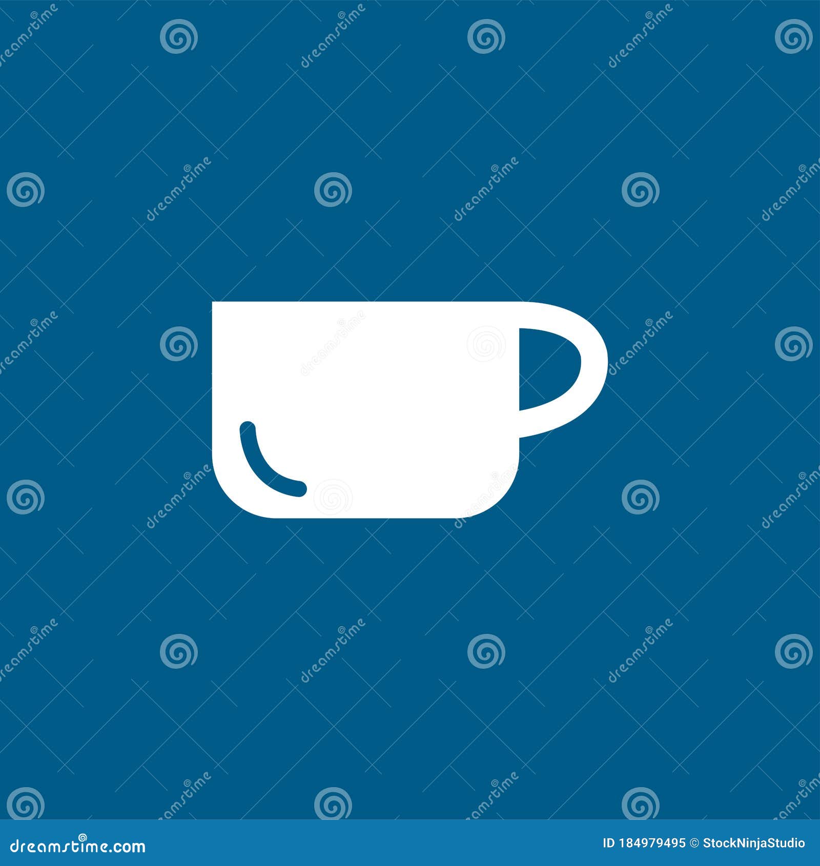 Coffee Cup Empty Icon on Blue Background. Blue Flat Style Vector ...