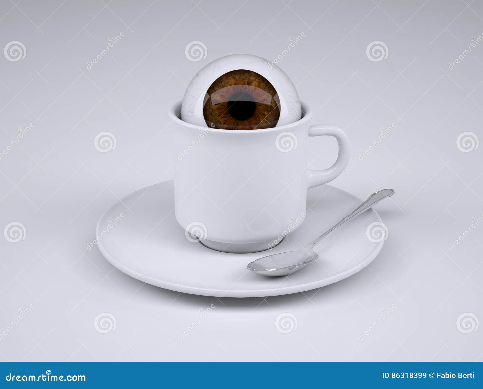 Coffee Cup with Eyeball Inside Stock Illustration - Illustration of ...