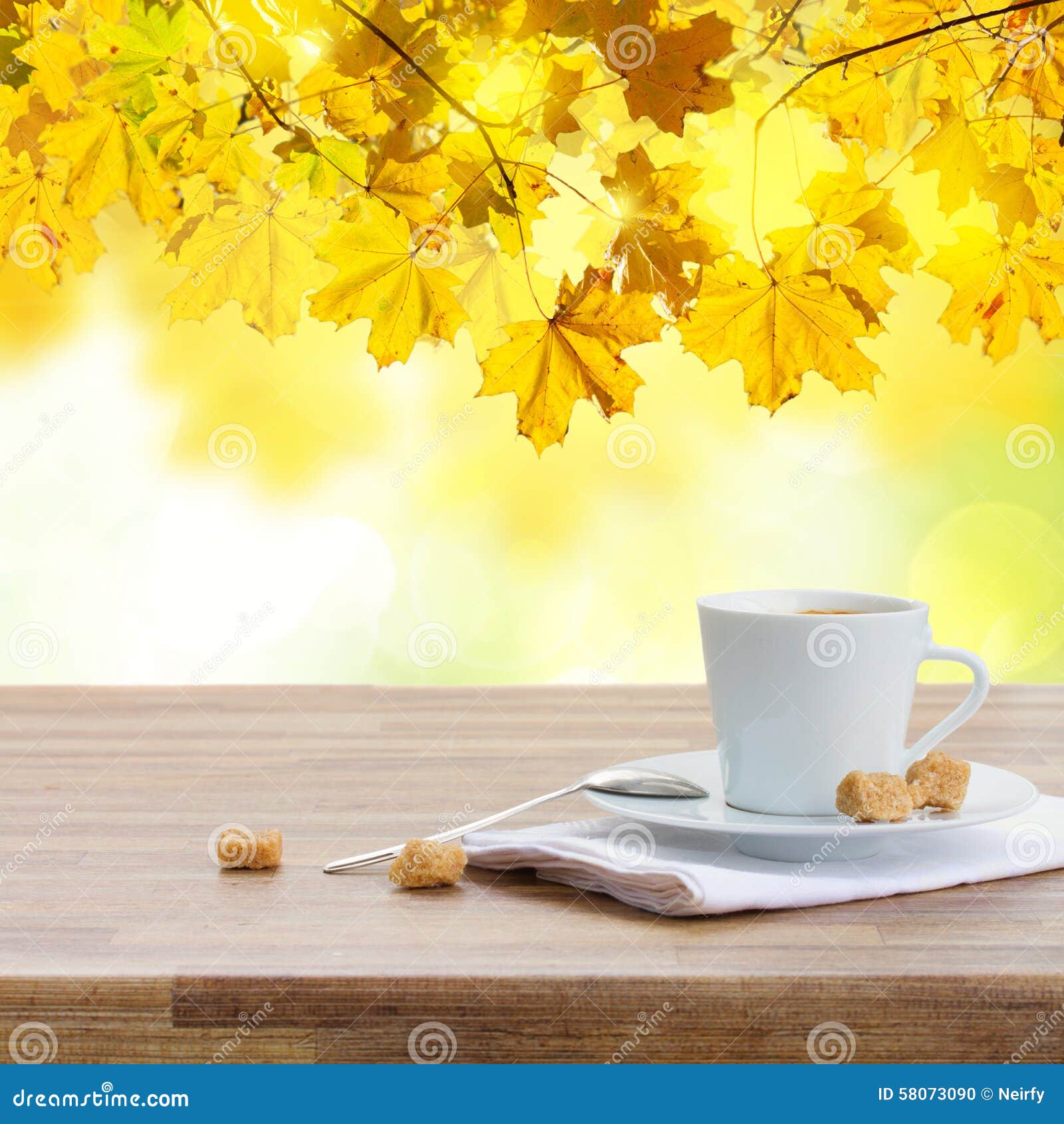 Coffee cup in fall garden stock photo. Image of color - 58073090