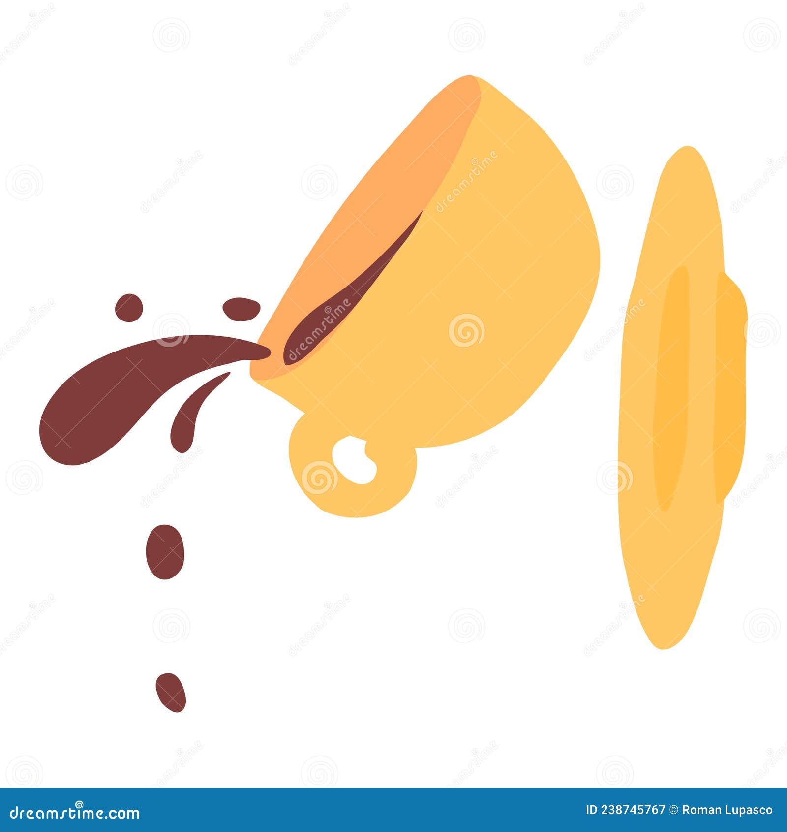 Coffee Cup Falling Down with Different Things. Coffee Cup Fly, Isolated ...