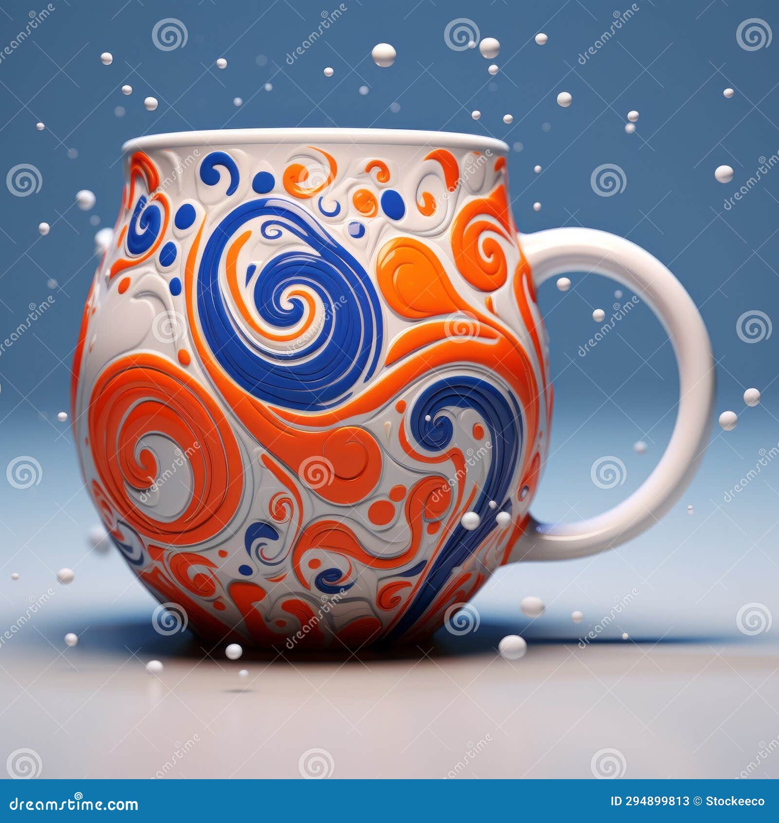 Realistic Swirly Design Coffee Cup with Fanciful Elements Stock ...