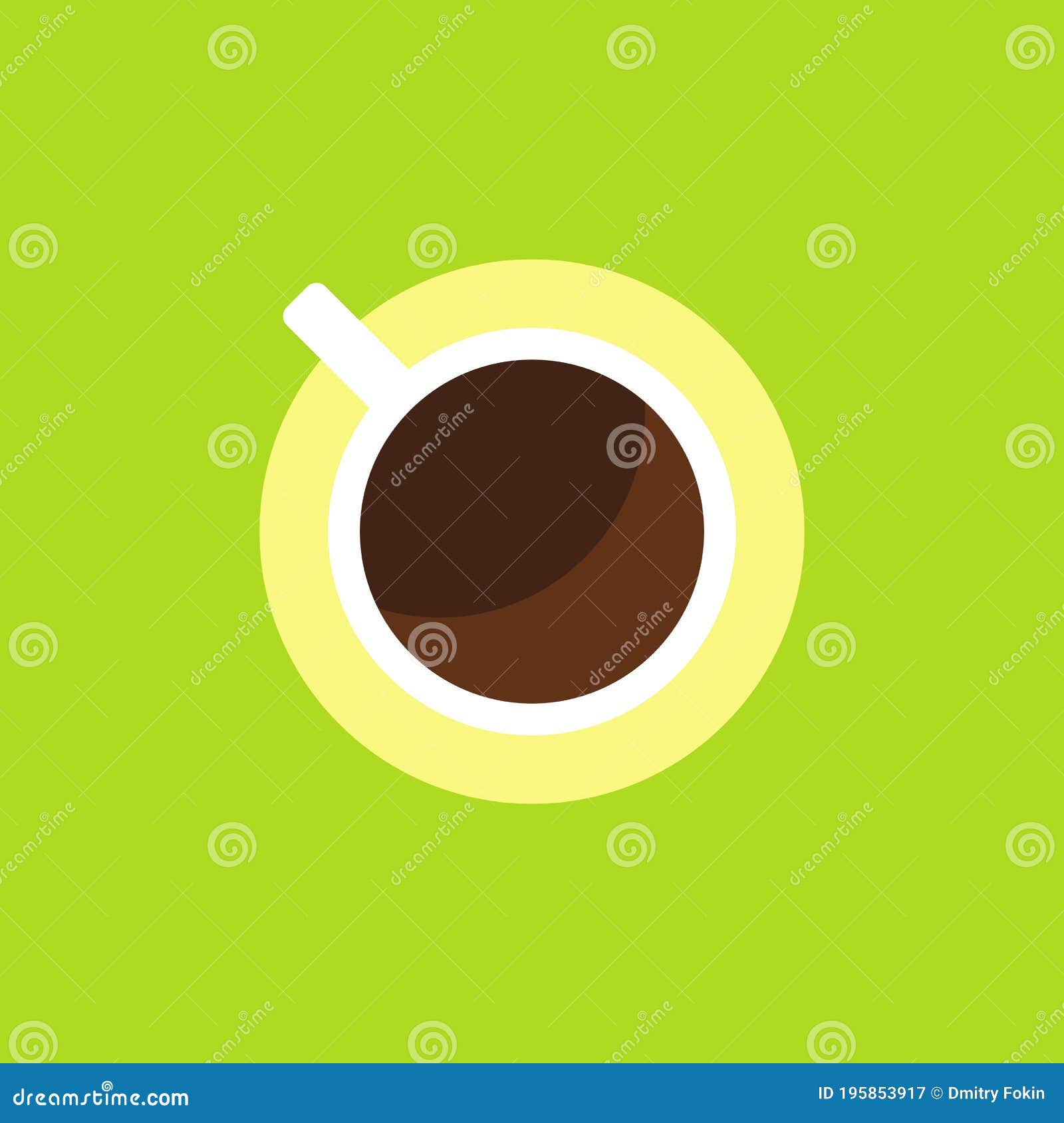 Coffee Cup, Flat Design Icon, Top View. Vector Illustration Stock ...
