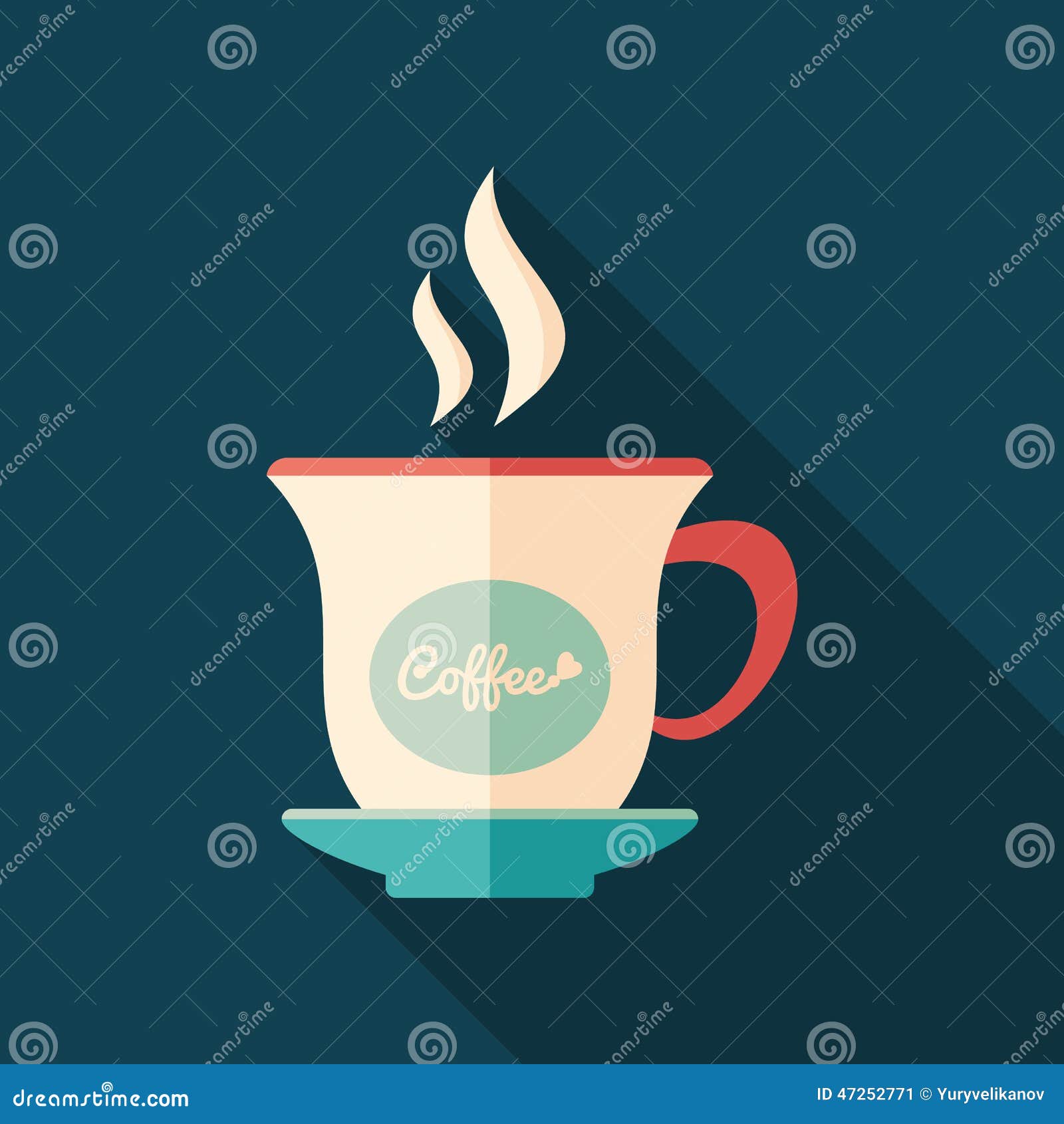 Coffee Cup Flat Square Icon with Long Shadows. Stock Vector ...