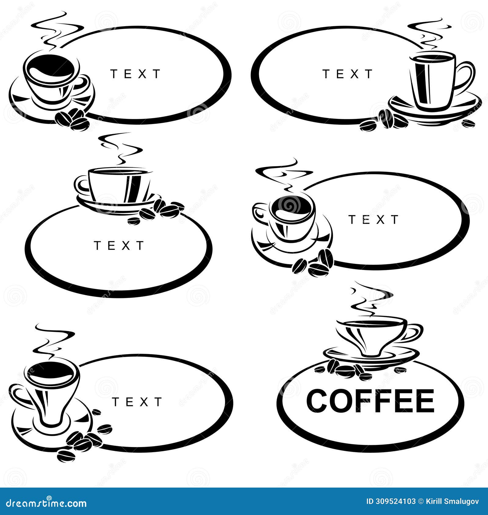 Coffee Cup Frame Set. Collection Icon Coffee Stock Illustration ...