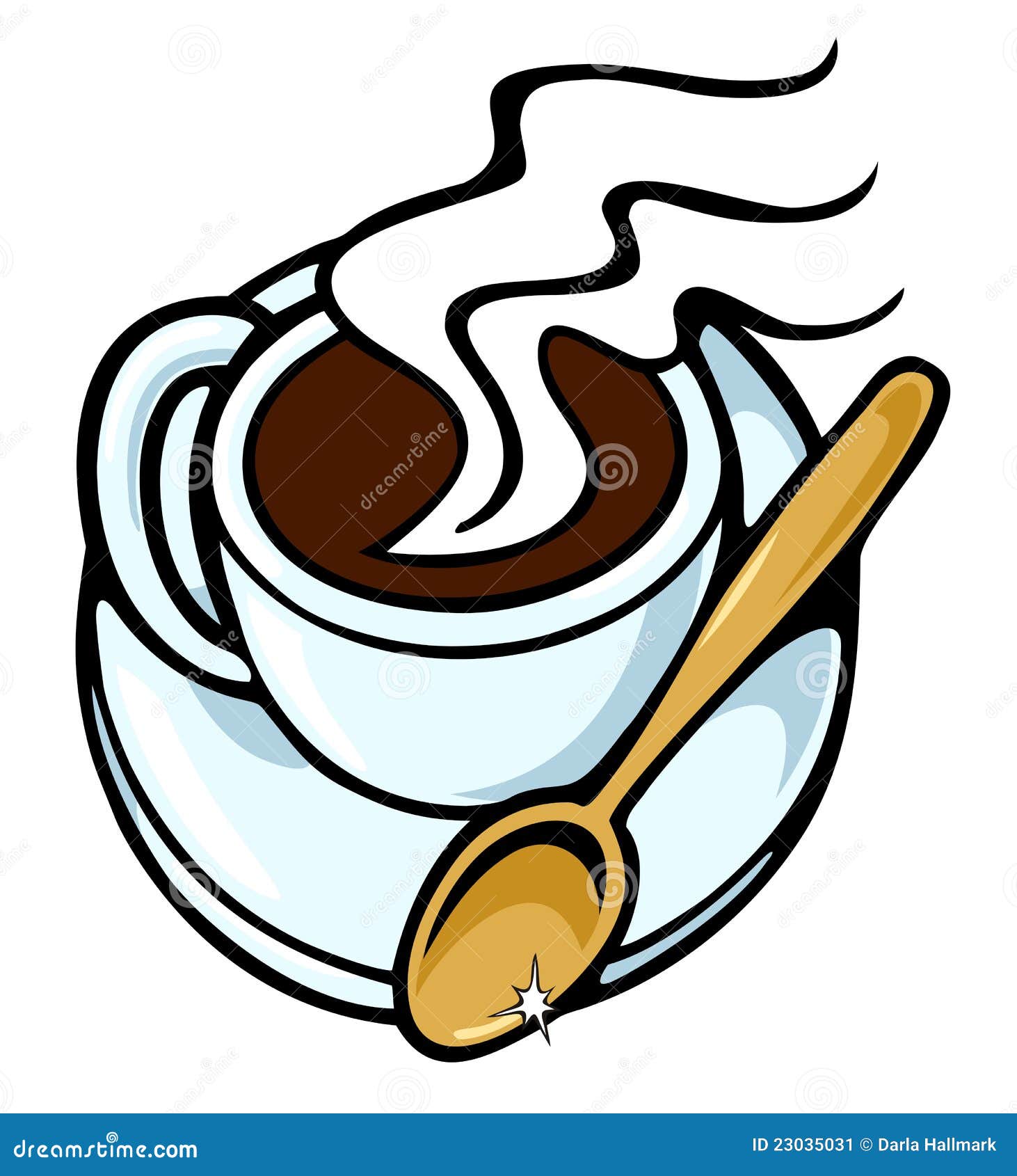 Coffee Cup, with Golden Spoon Stock Vector - Illustration of spoon ...