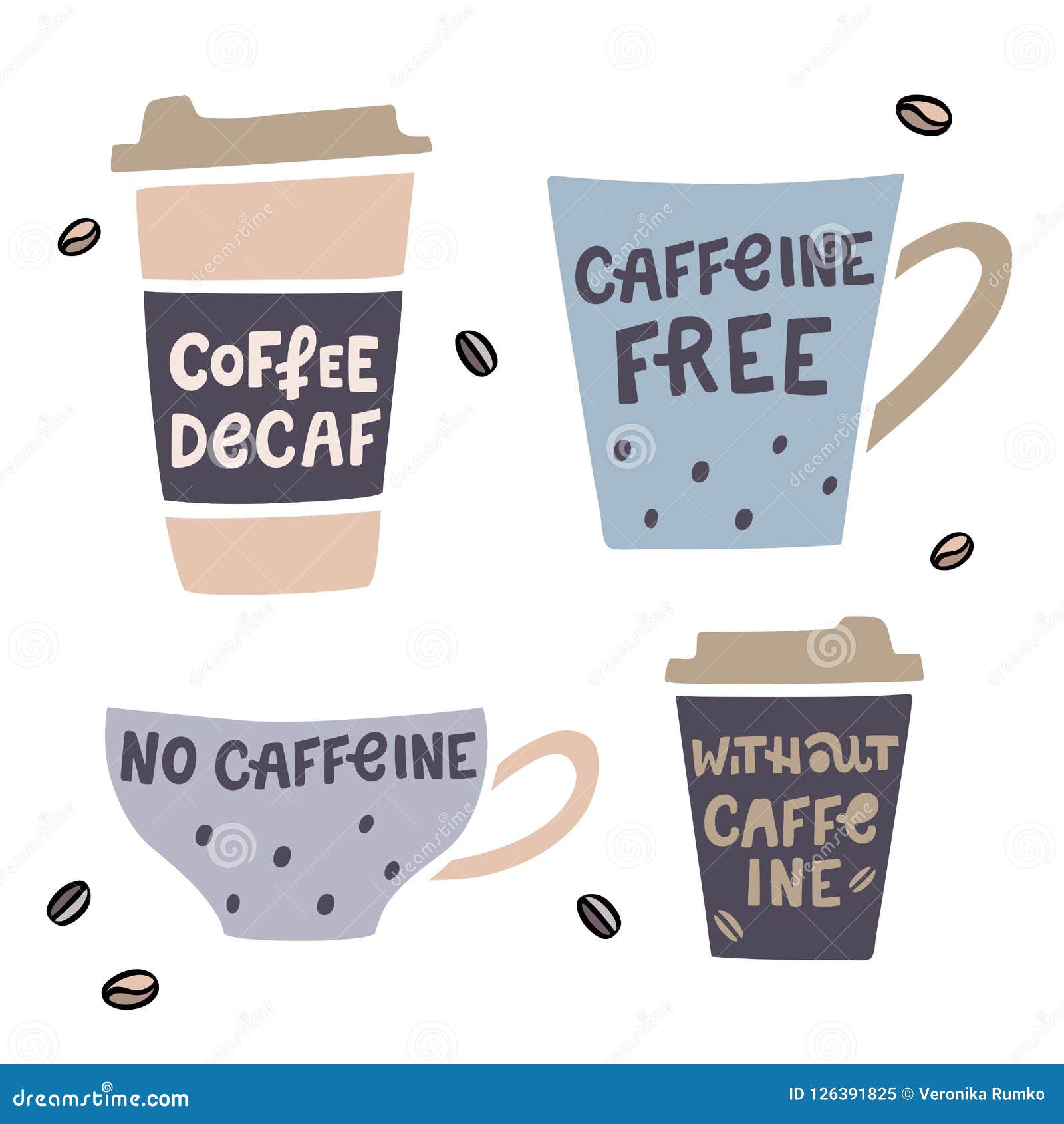 Coffee Cup Handdrawn Illustaration with Handdrawn Lettering ...