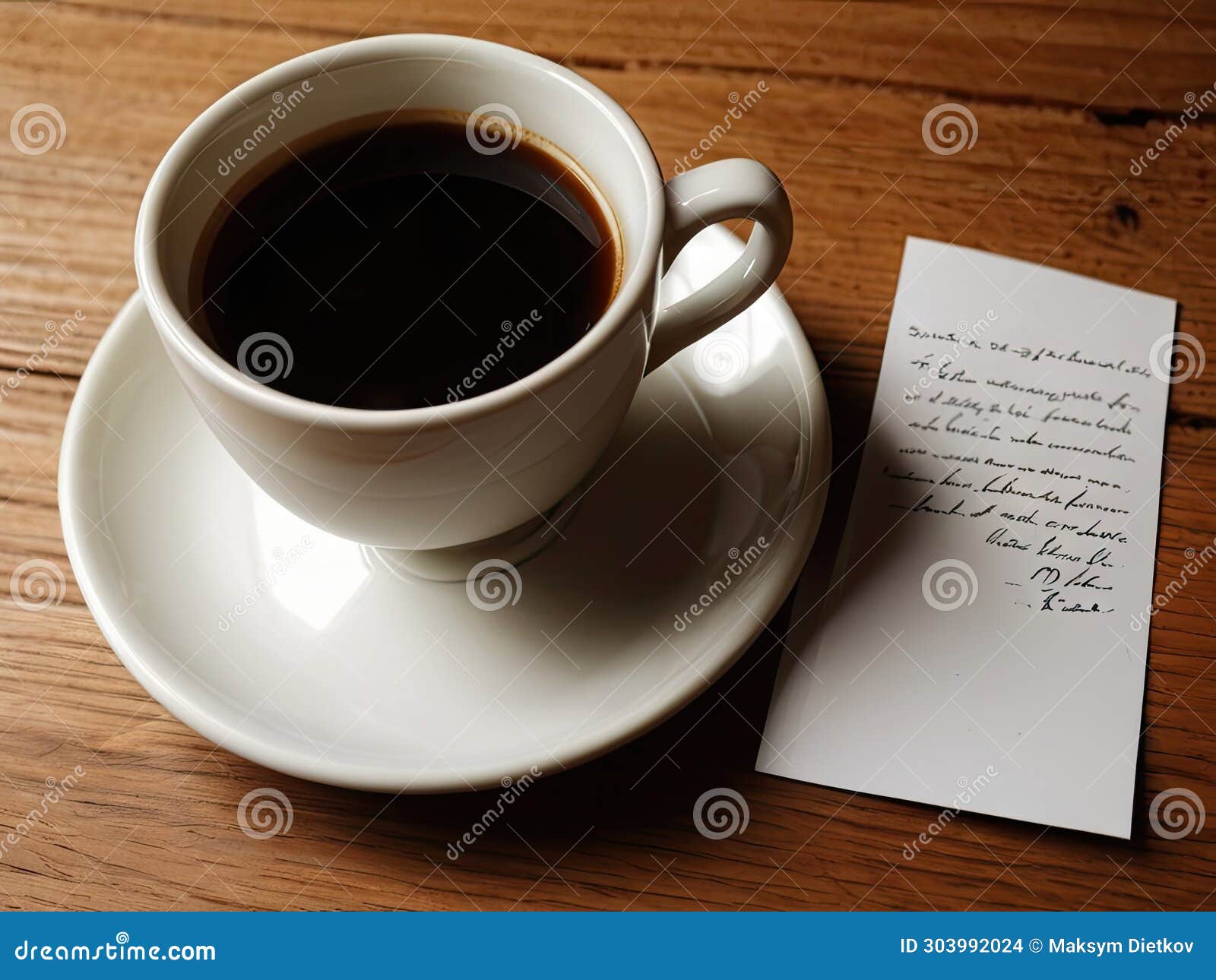 A Coffee Cup with a Handwritten Note beside it Stock Illustration ...