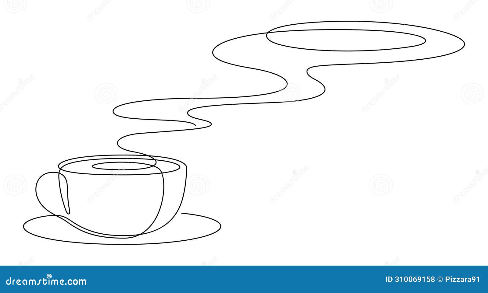 Coffee Cup Hot Steam Line Art Continuous Minimalism Stock Vector ...