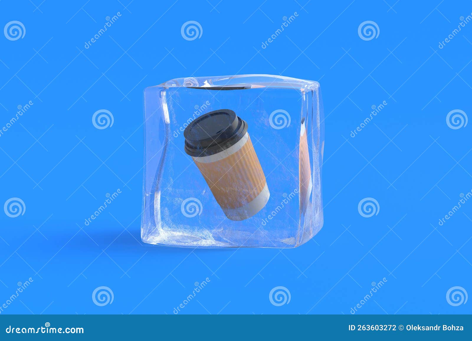Coffee cup in ice cube stock illustration. Illustration of closeup ...