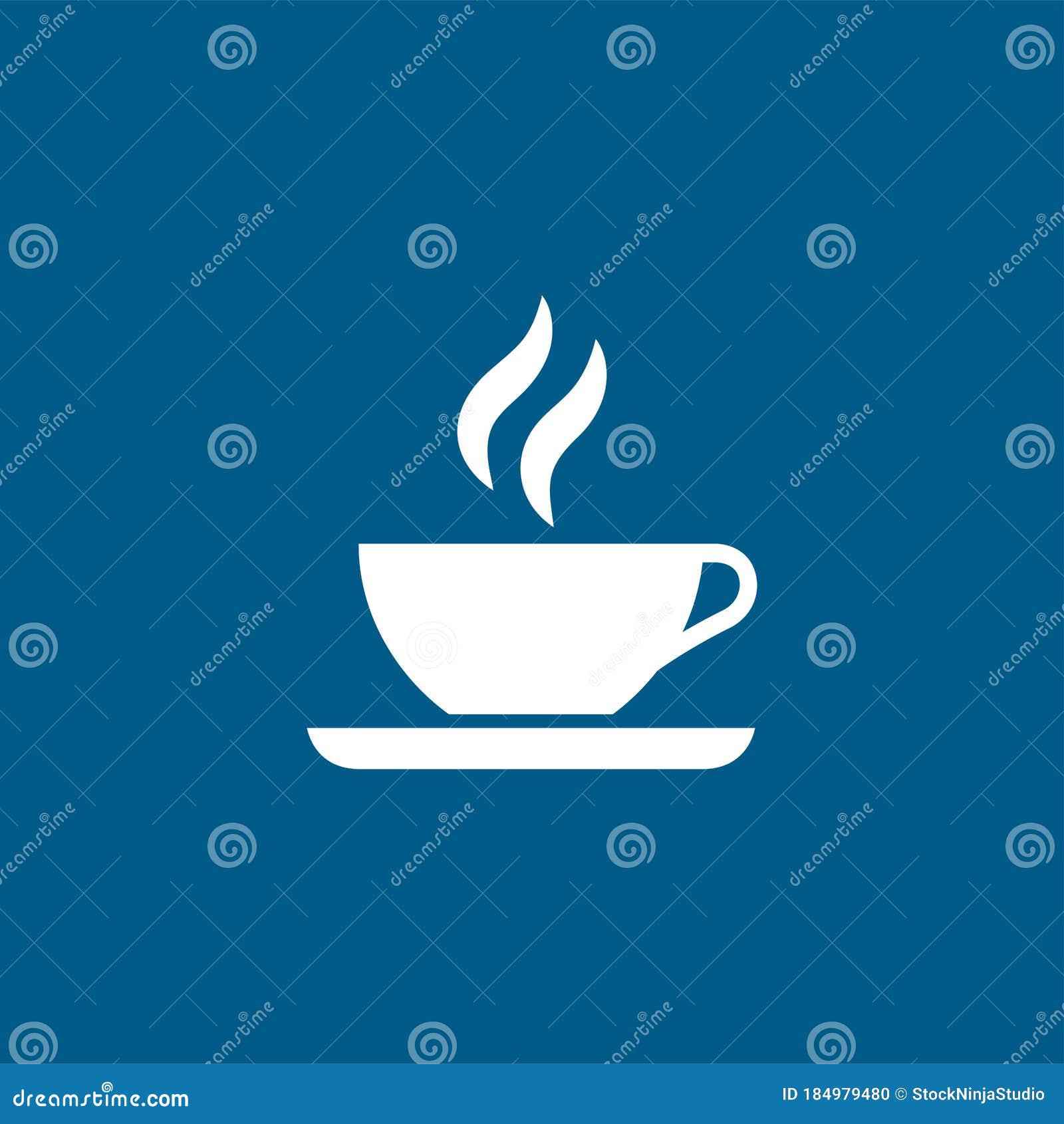 Coffee Cup Icon on Blue Background. Blue Flat Style Vector Illustration ...