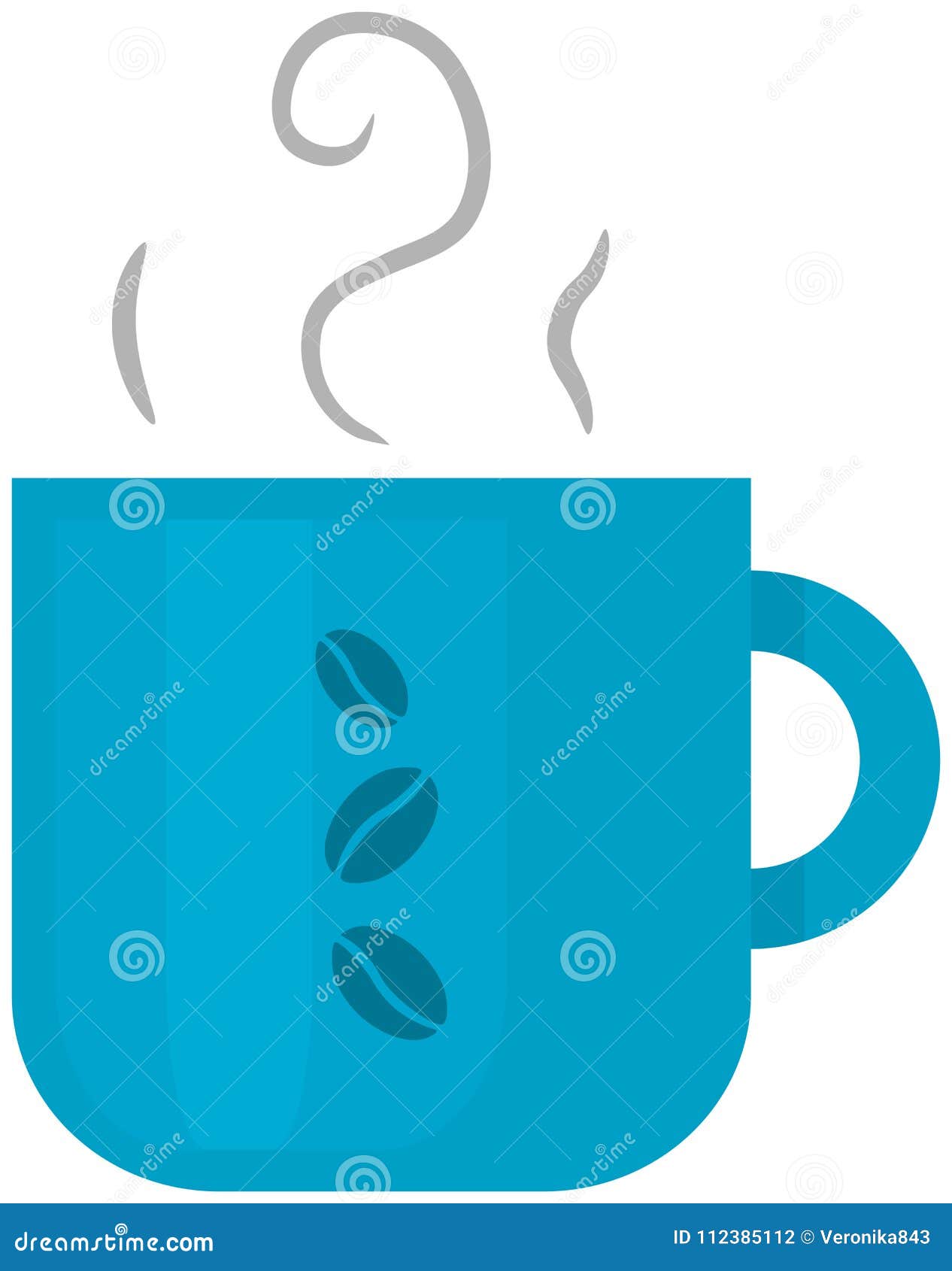 Coffee Cup Icon - Blue. Coffee Mug with Steam. Stock Vector ...