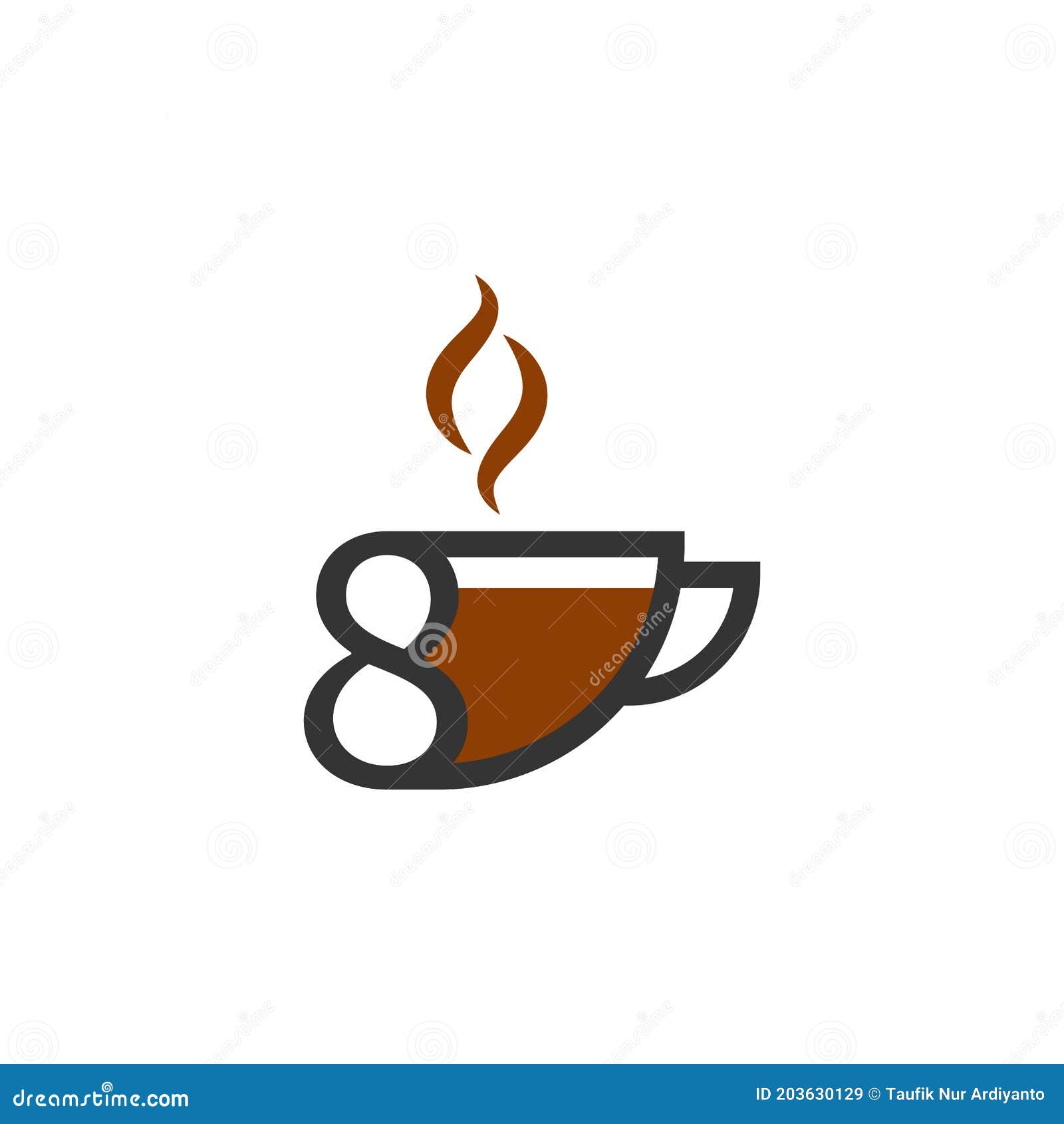 Coffee Cup Icon Design Number 8 Logo Concept Stock Vector ...