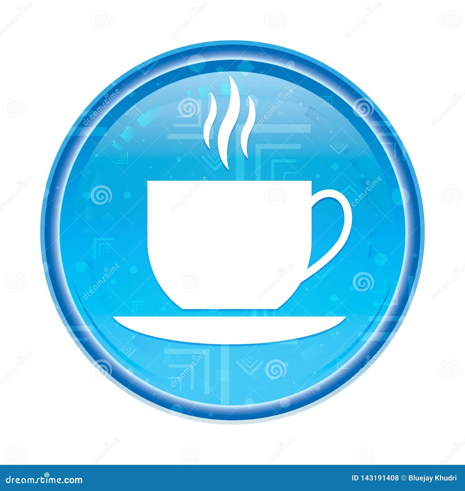 Coffee Cup Icon Floral Blue Round Button Stock Illustration ...