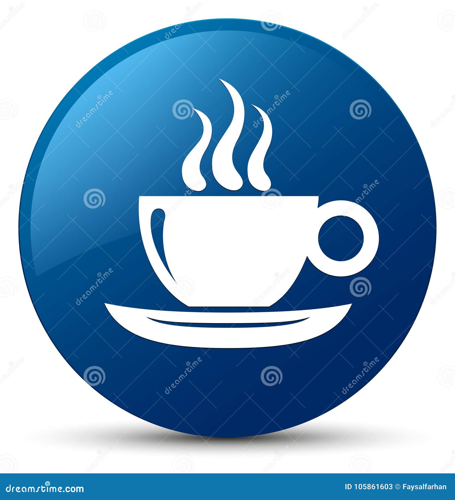 Coffee Cup Icon Blue Round Button Stock Illustration - Illustration of ...
