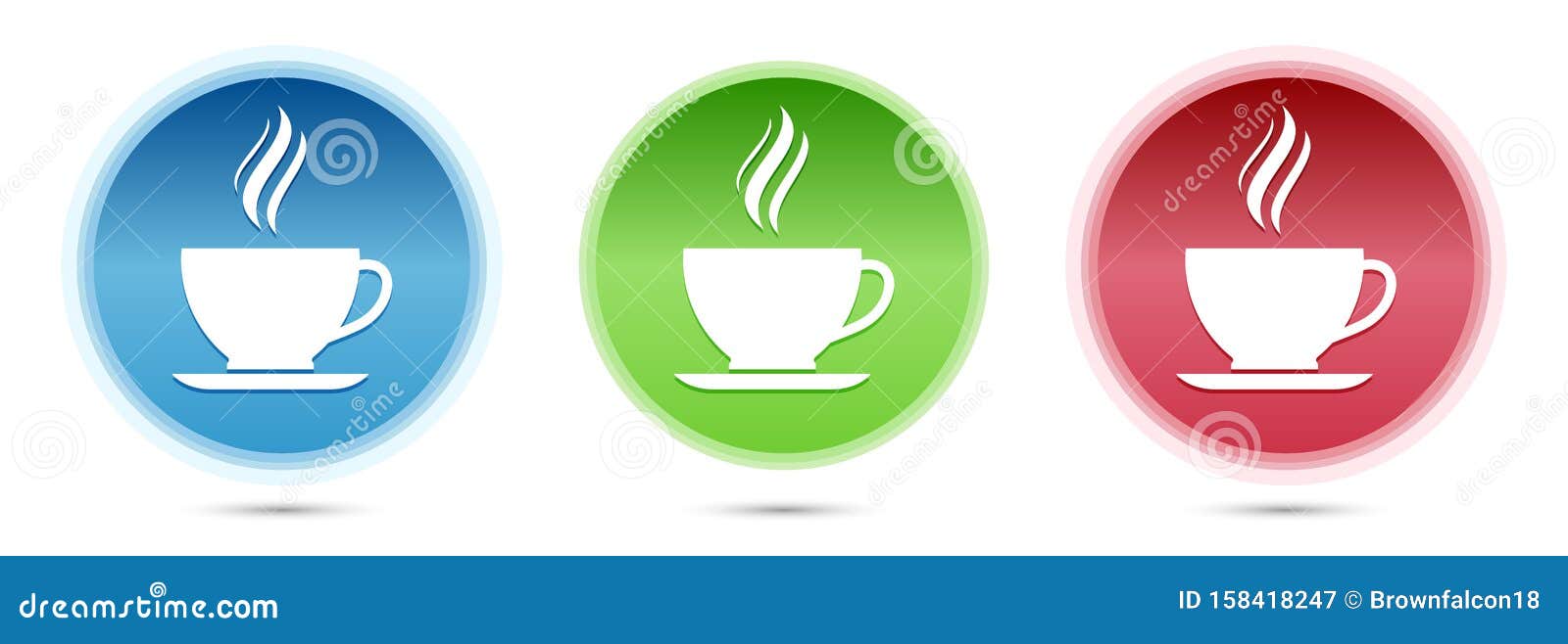 Coffee Cup Icon Glass Round Buttons Set Illustration Stock Vector ...