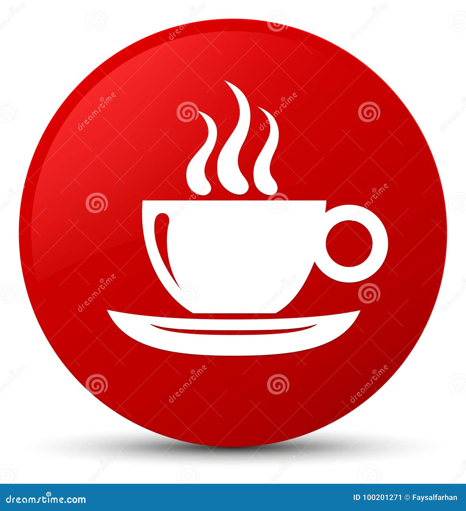 Coffee Cup Icon Red Round Button Stock Illustration - Illustration of ...