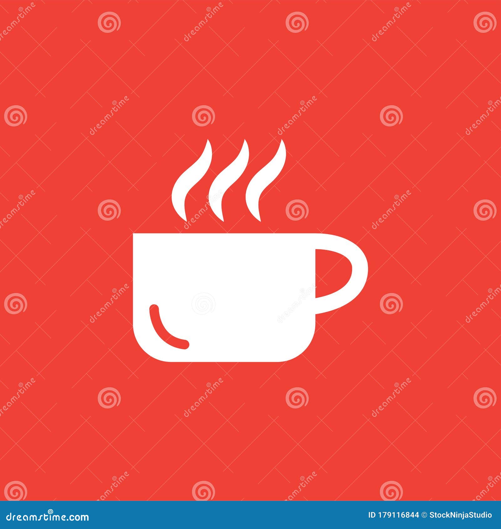 Coffee Cup Icon on Red Background. Red Flat Style Vector Illustration ...