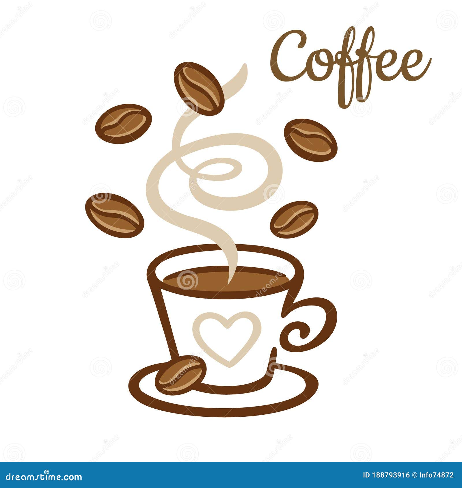 Coffee Cup Icon with Smoke. Vector Illustration Stock Vector ...