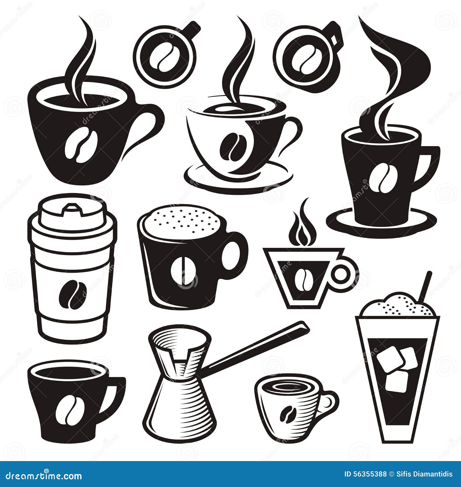 Coffee cup icons stock vector. Illustration of glass - 56355388