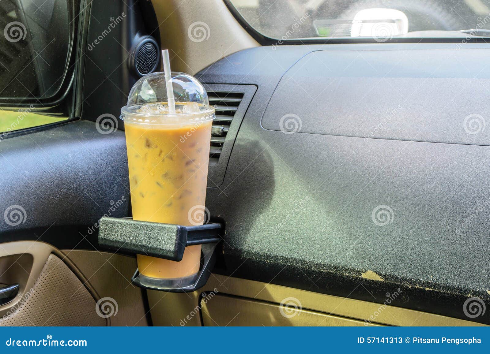Coffee Cup Inside Car stock image. Image of inside, leather - 57141313