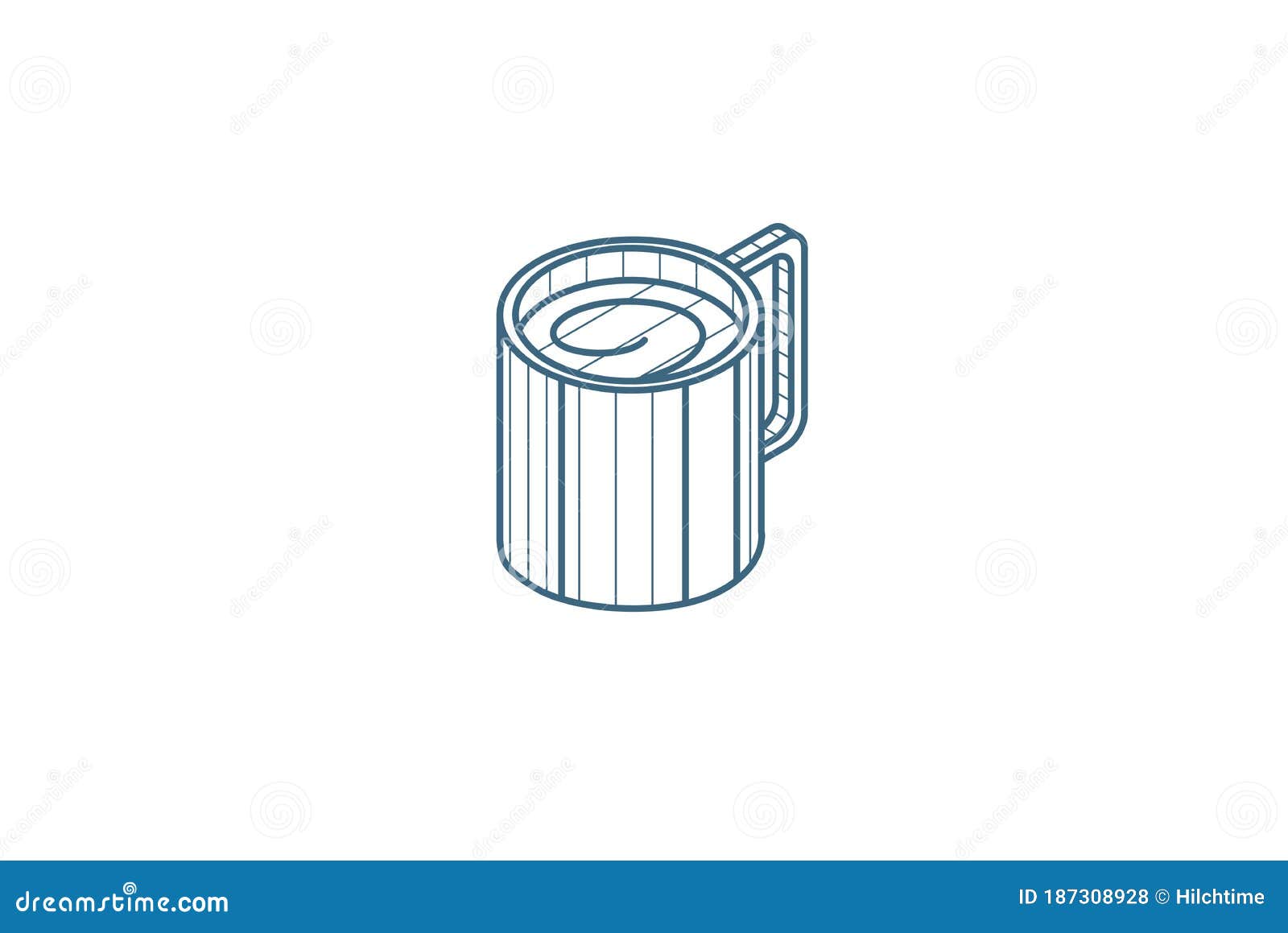 Coffee Cup Isometric Icon. 3d Line Art Technical Drawing. Editable ...