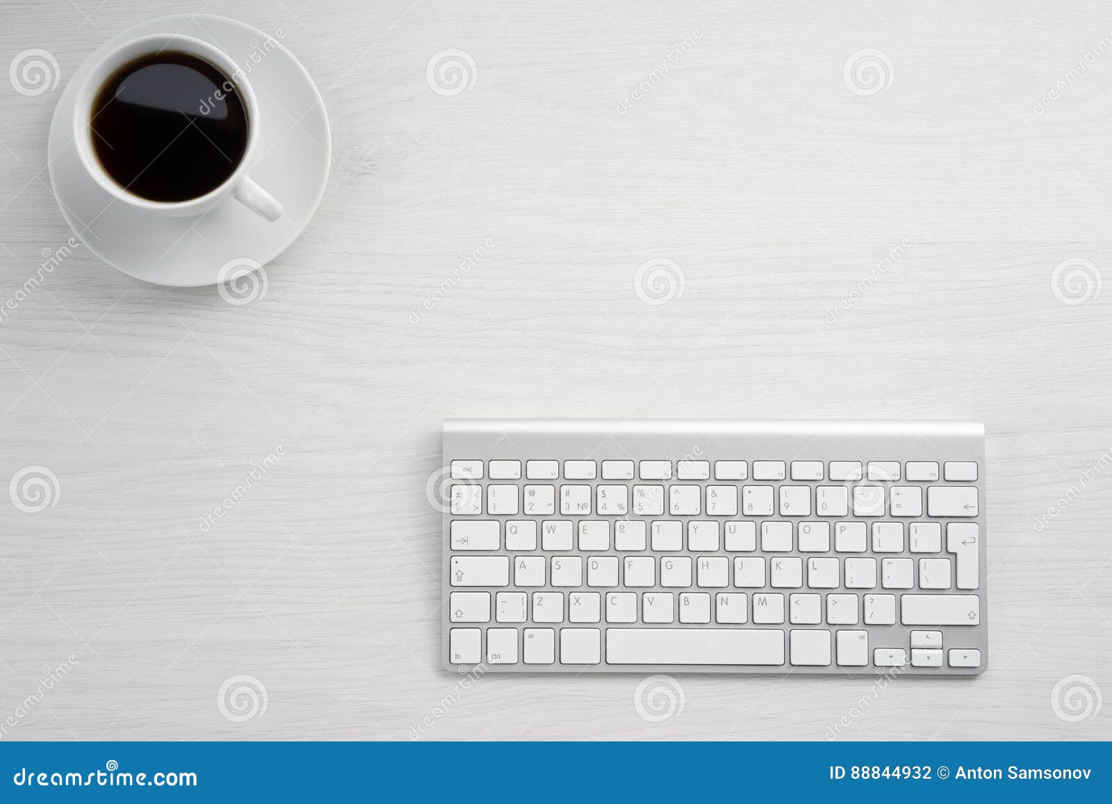 Coffee cup and keyboard stock photo. Image of desktop - 88844932