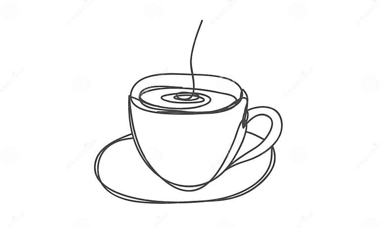 Coffee Cup ,line Drawing Style, Vector Design Stock Illustration ...
