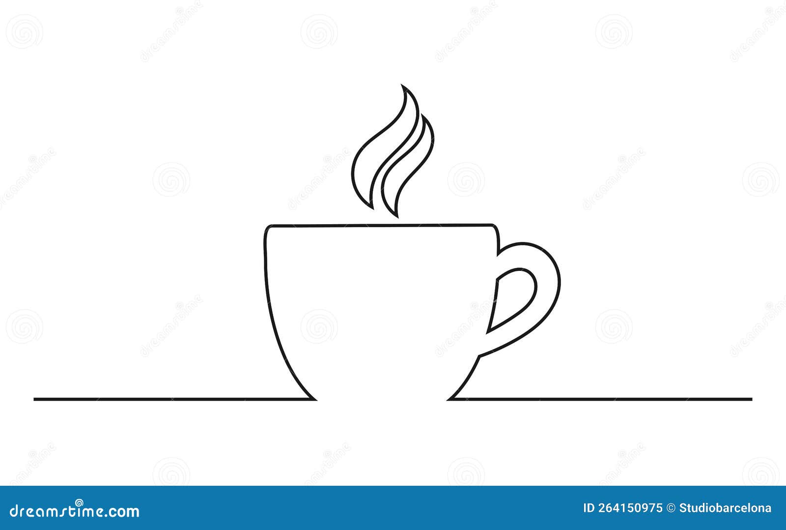 Coffee cup line drawing stock vector. Illustration of morning - 264150975