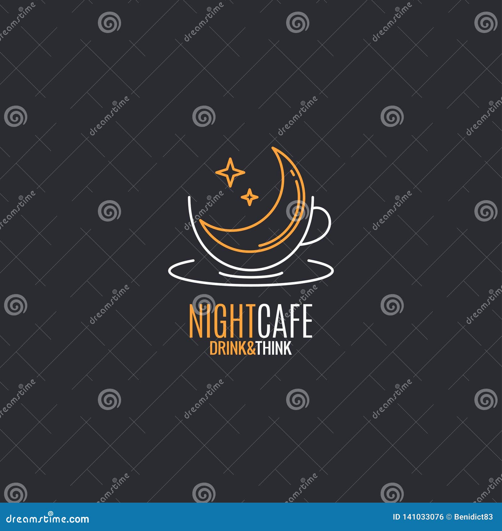 Coffee Cup Logo. Night Coffee with Moon Linear Stock Vector ...