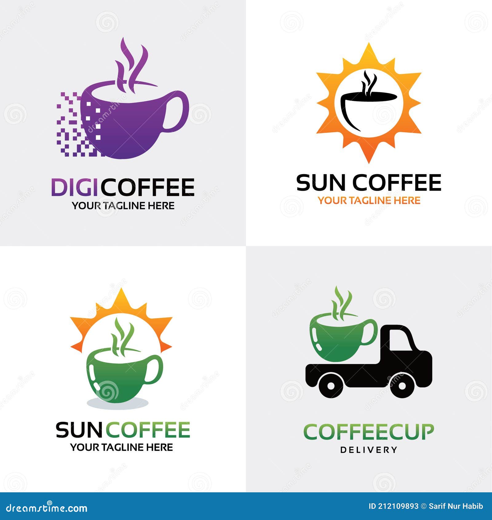 Coffee Cup Logo Set Design Template Collection Stock Vector ...