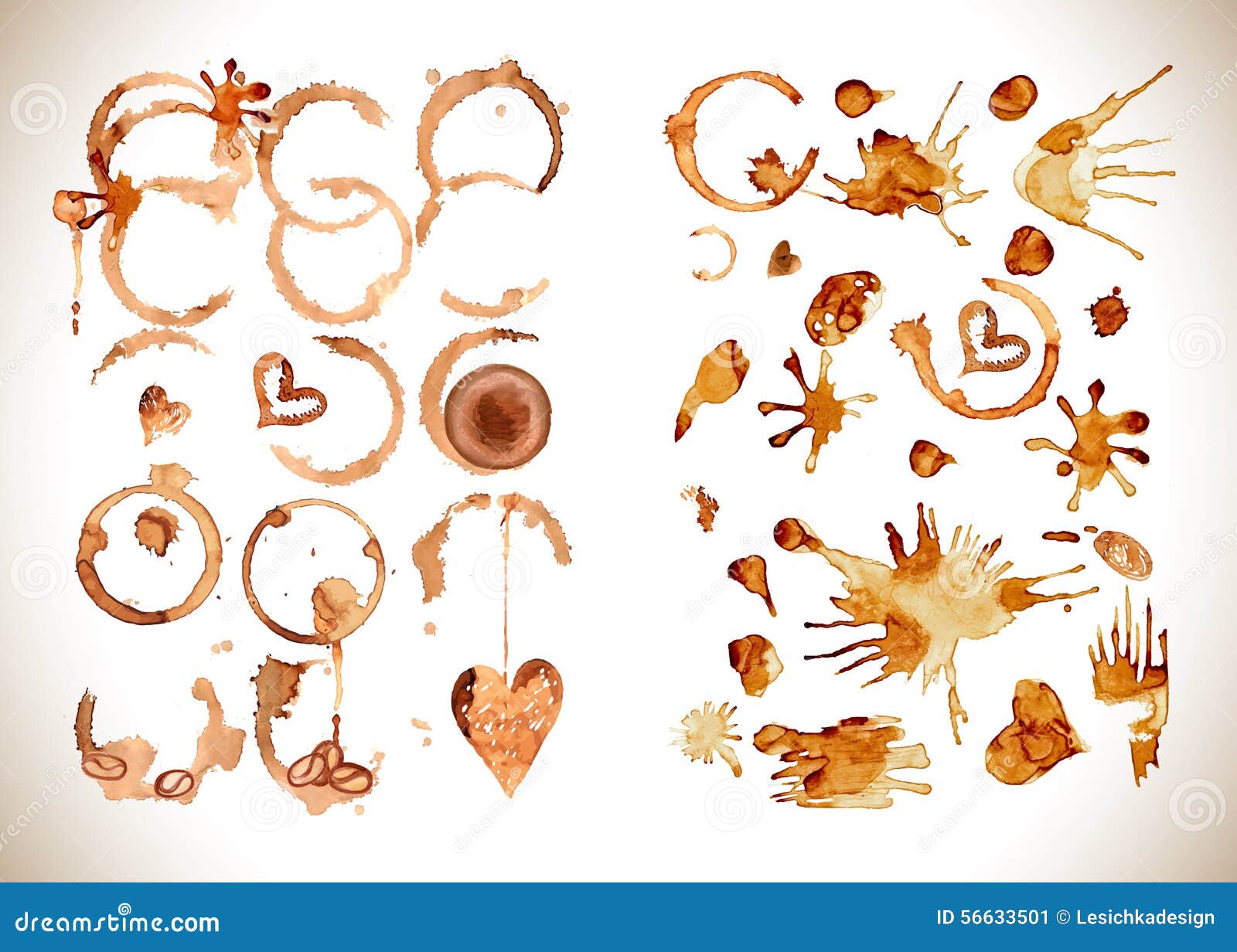 Coffee Cup Marks. Vector Coffee Set. Stock Vector - Illustration of ...