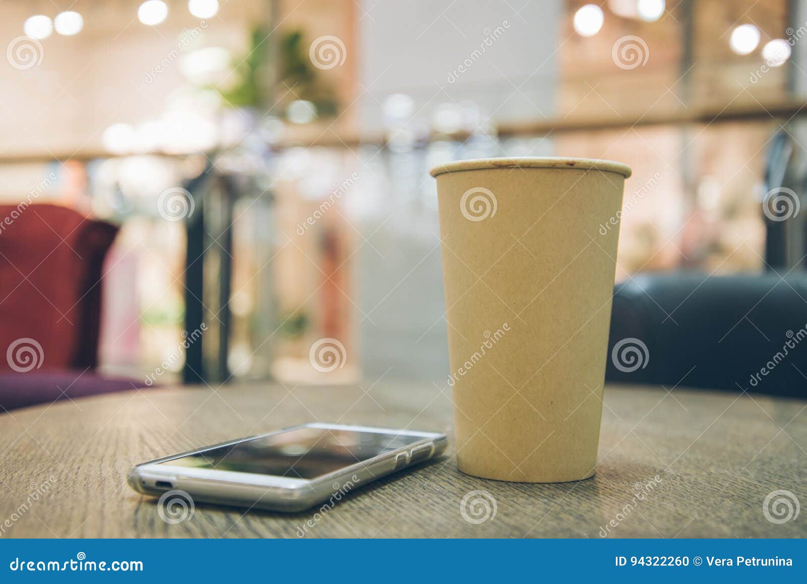 Coffee Cup with Mobile Phone on the Table Stock Photo - Image of latte ...