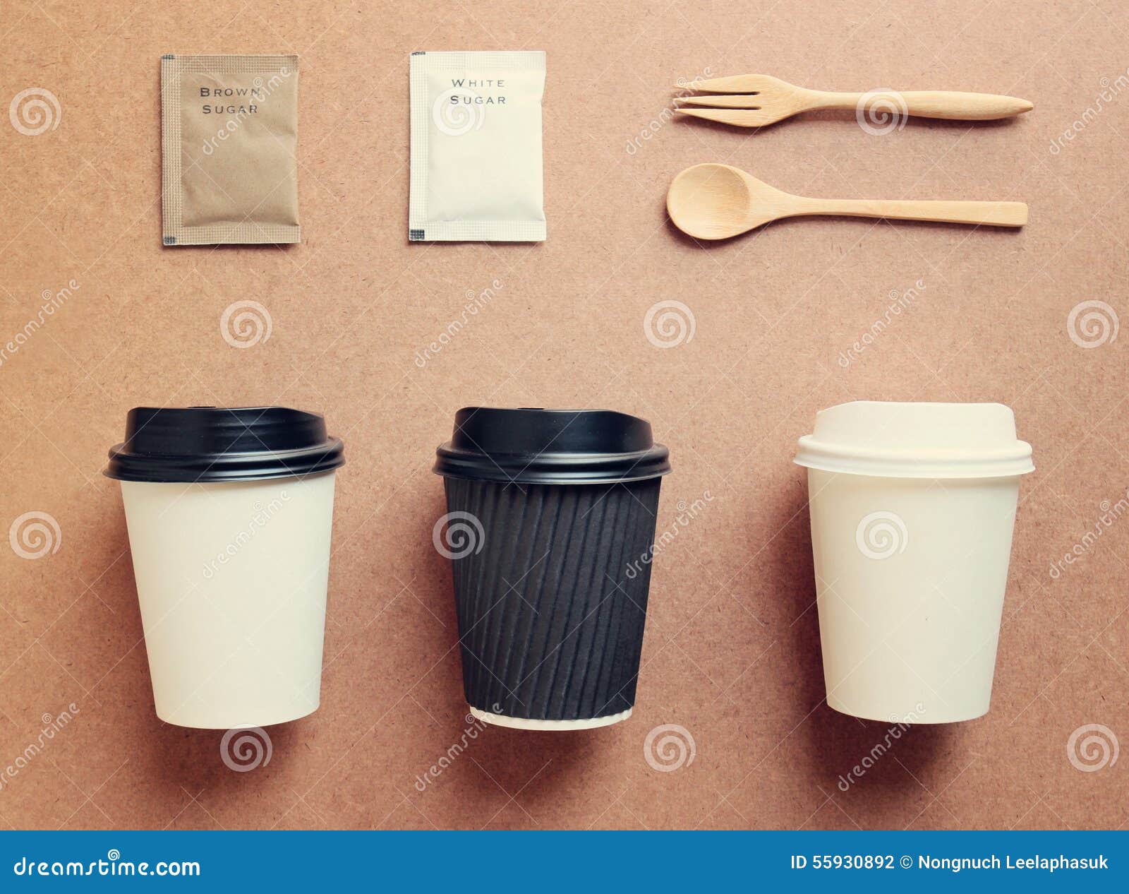 Coffee Cup Mock Up For Identity Branding From Top View Stock ...