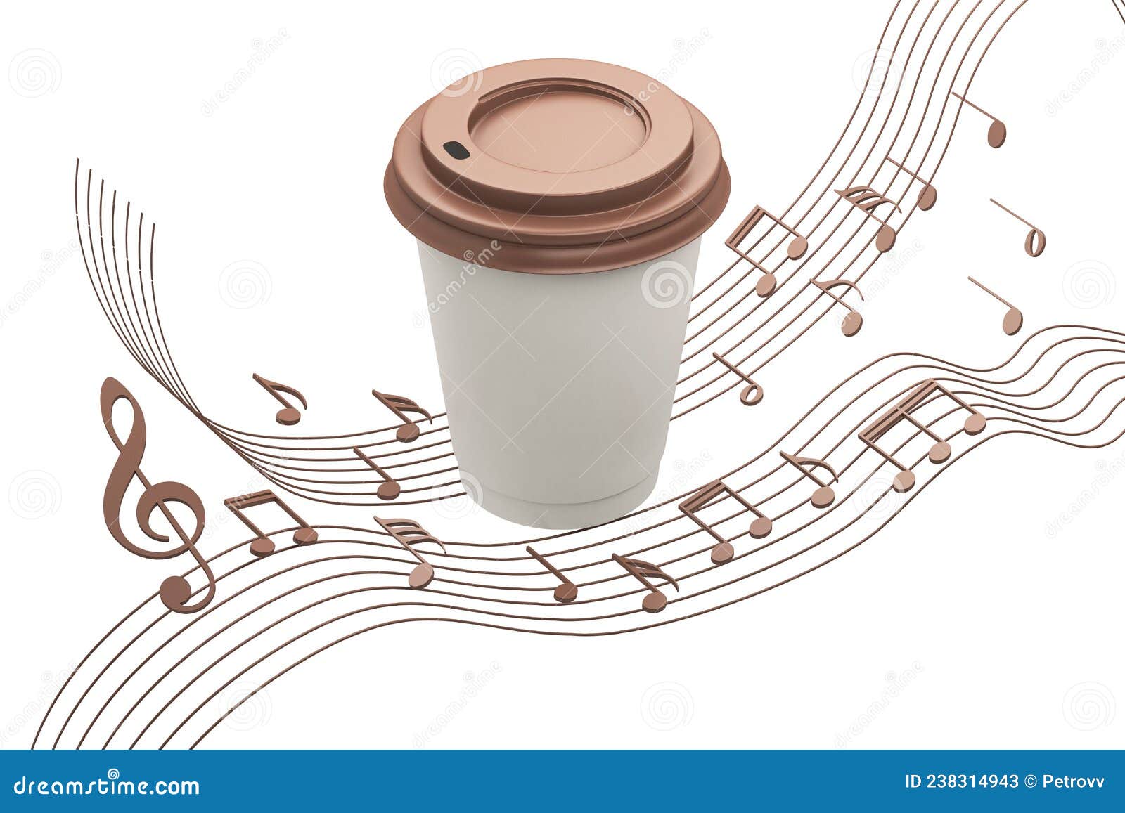 Coffee Cup Mockup with Musical Notes Isolated on White Stock ...