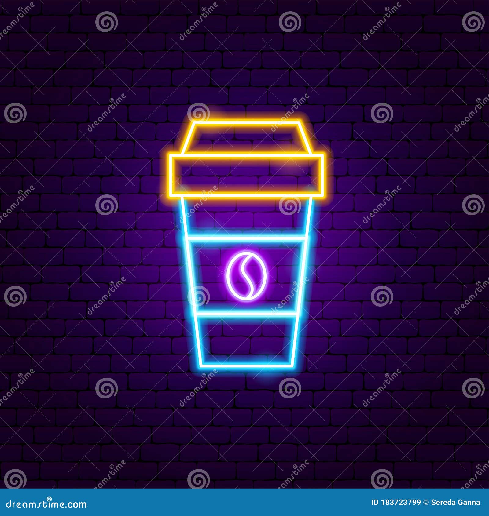 Coffee Cup Neon Sign stock vector. Illustration of icon - 183723799