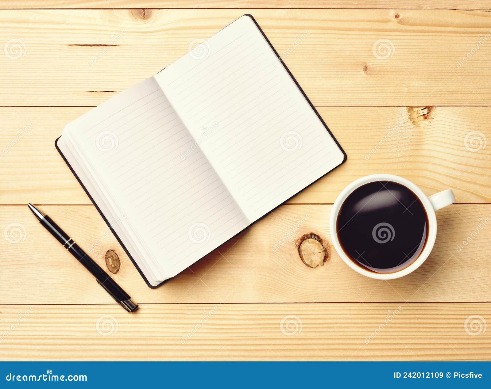 Coffee Cup Note Book Table Paper Stock Image - Image of note, diary ...