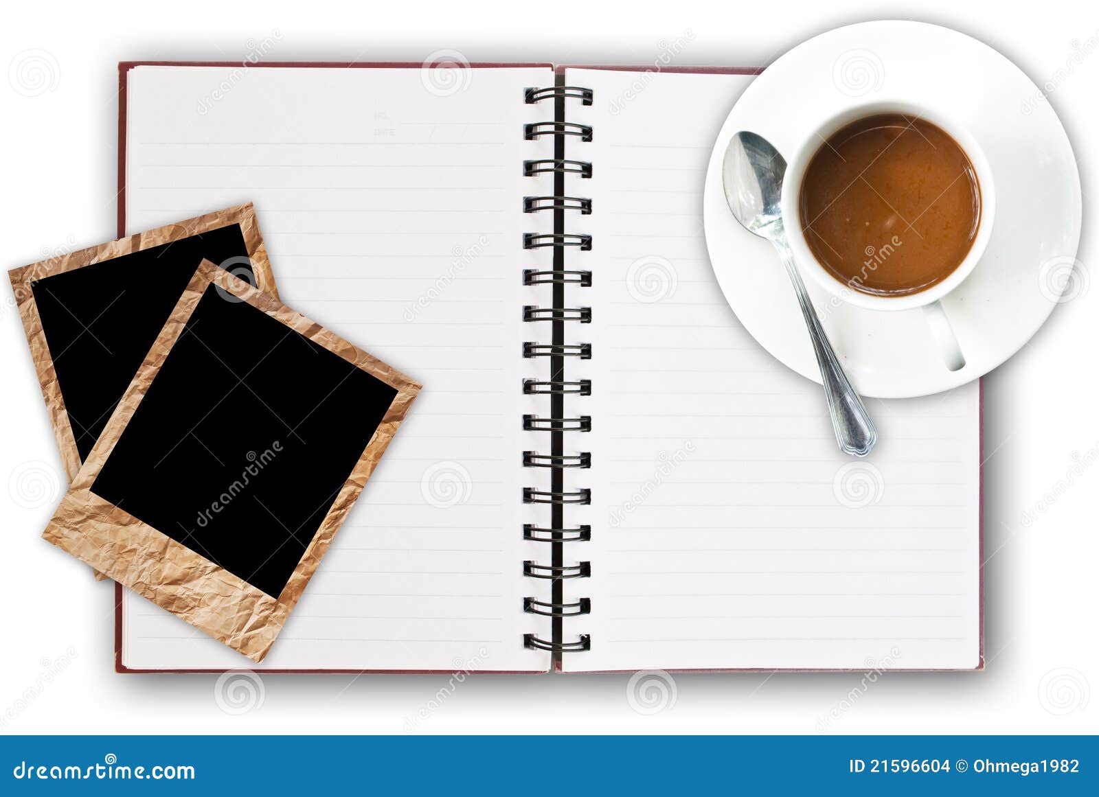 Coffee cup on notebook stock photo. Image of modern, isolated - 21596604