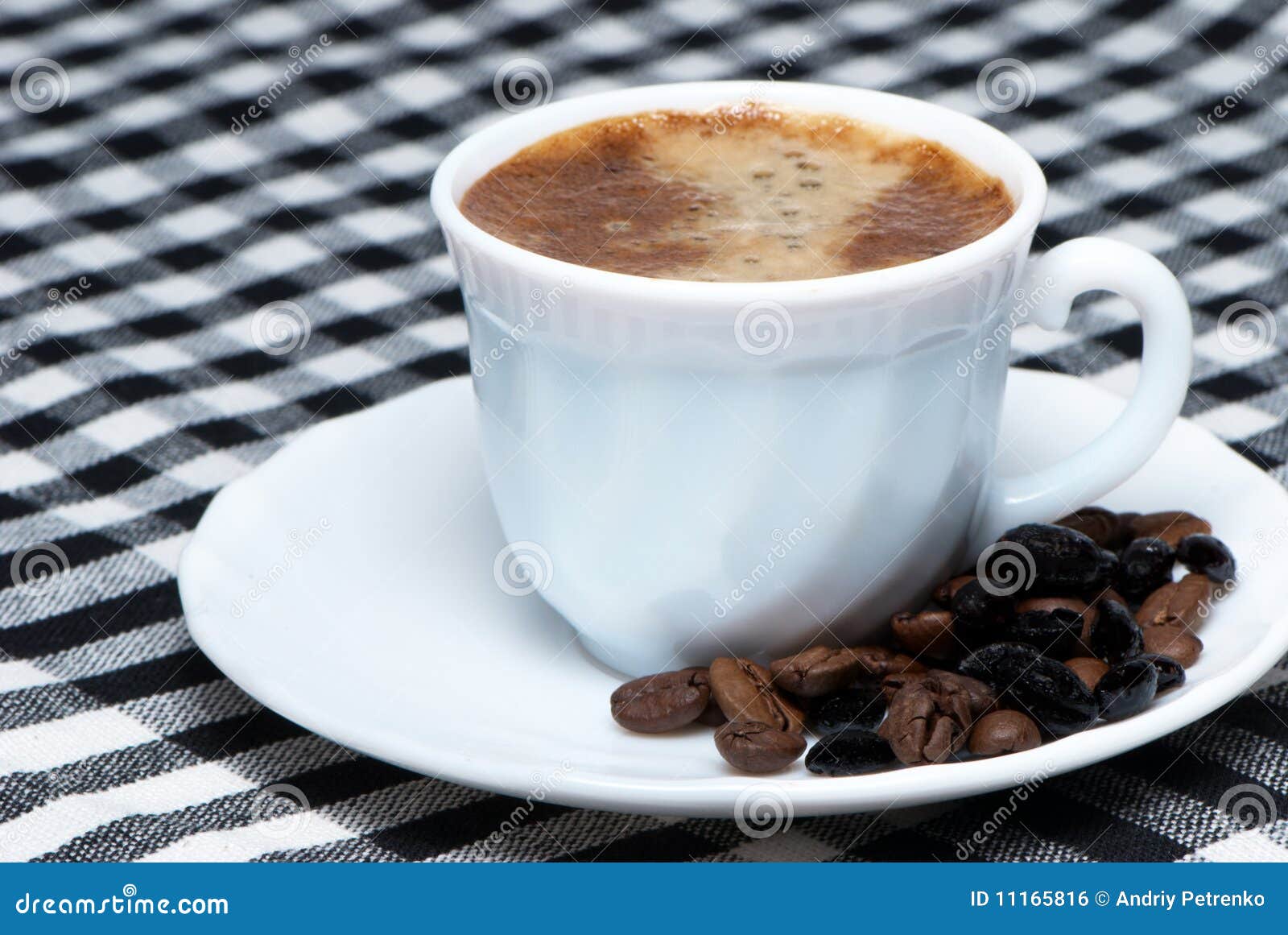 Coffee Cup Over Dark Roasted Coffee Beans Stock Photo - Image of black ...